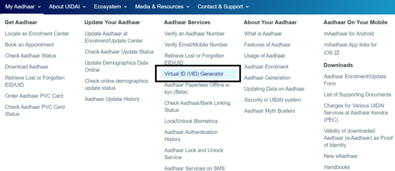 UIDAI Aadhaar Virtual ID Number (16 Digit) Generate / Retrieve at uidai ...