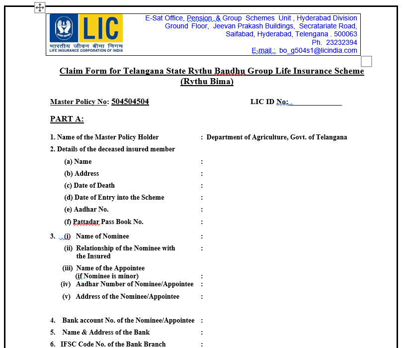 Telangana Rythu Bima Scheme 2026 Apply Online, Application Status, List ...