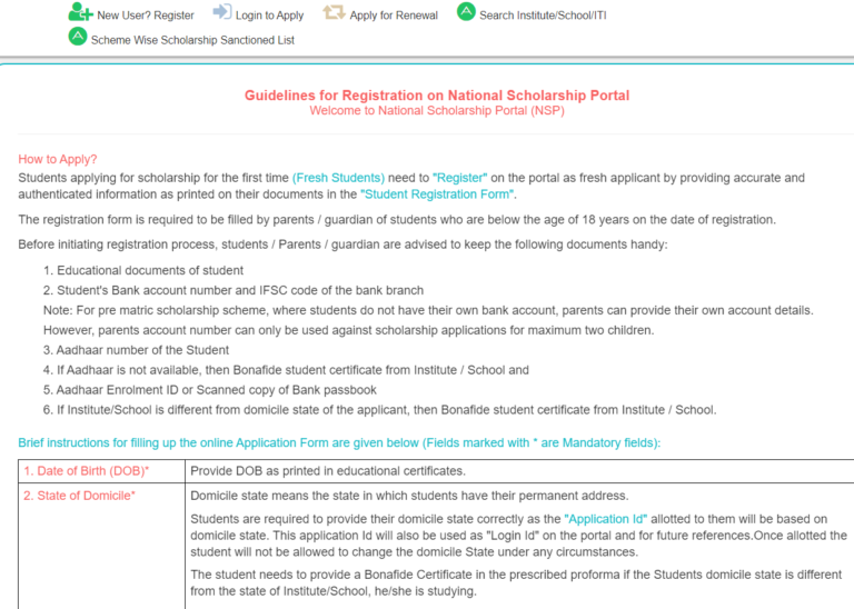 NSP Disability Scholarship Scheme 2023 Pre Matric Online Application ...