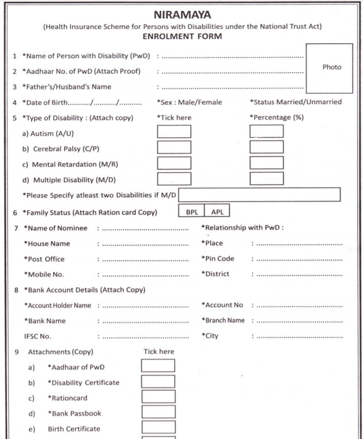 Kerala Niramaya Health Insurance Scheme 2025 Application Form PDF at ...