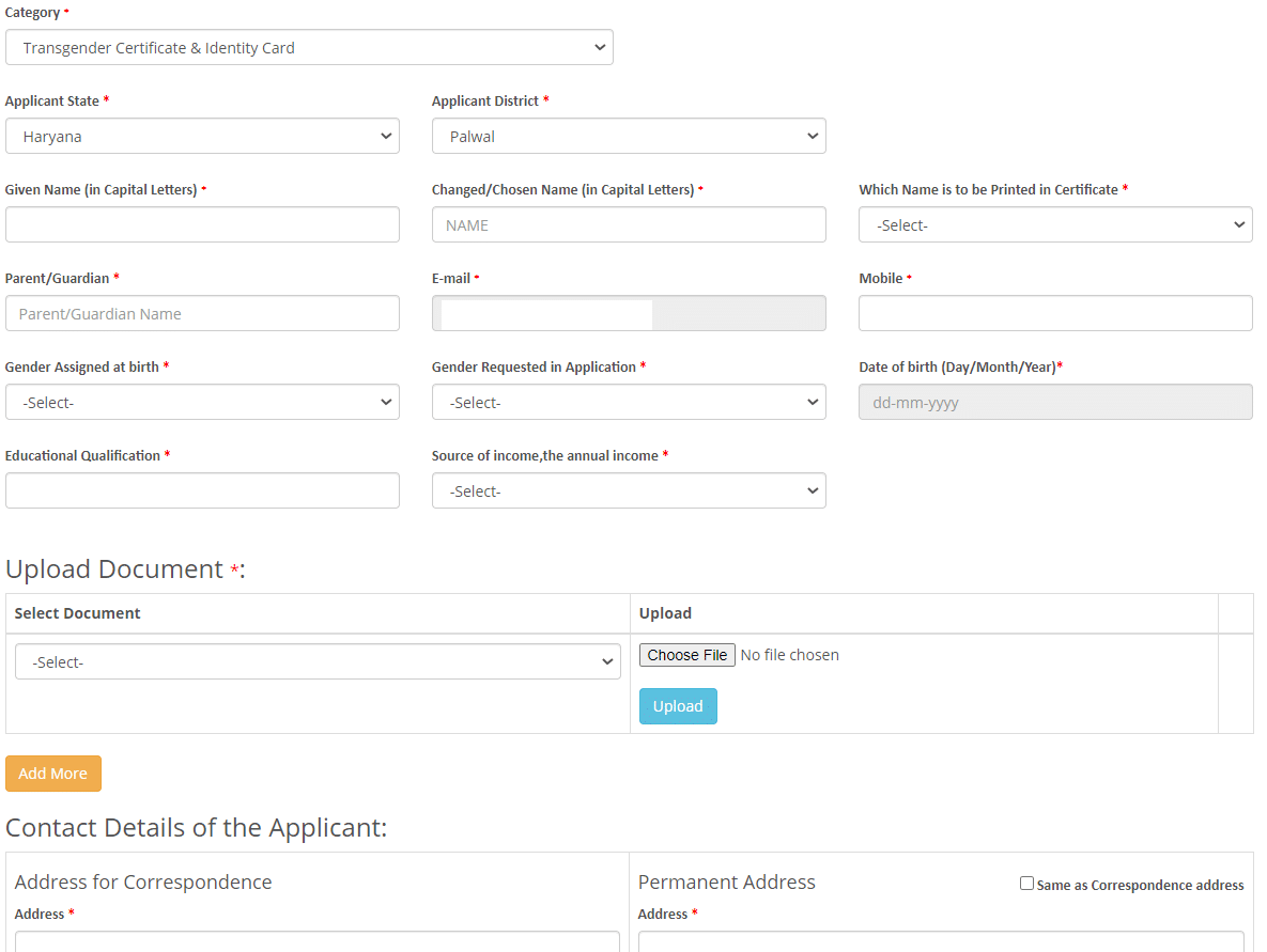 Transgender ID Card Application Form 2023 at transgender.dosje.gov.in ...