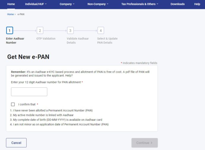 Instant e PAN Card Apply Online, Status, Verify/Download e-PAN