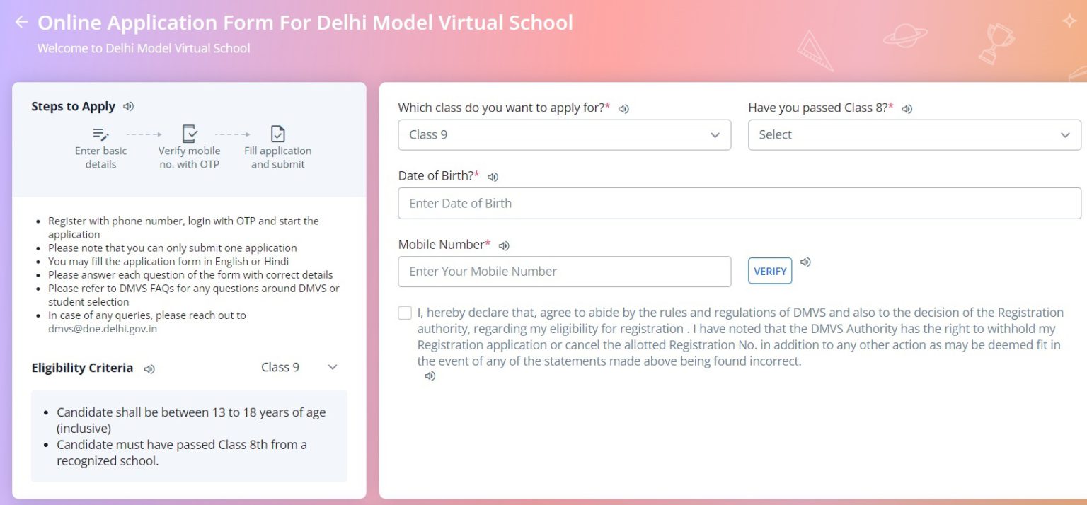 Delhi Model Virtual School Admission 2026 Online Application Form at ...